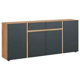 Sideboard Home Affaire "Morongo", eiche kraft gold, anthrazit kosmos, B:200,7cm H:86cm T:39,6cm, Holzwerkstoff, MDF, Sideboards, Sideboard, Breite ca. 201 cm