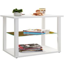Couchtisch Vcm, B:65cm T:45cmwei&szlig;, Wohnzimmer, Tische, "Holz Sofatisch Couchtisch Glas Tisch Wanilo M"