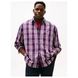 Tommy Hilfiger Big & Tall Langarmhemd "BT - FLEX POP MEDIUM CHECK", Herren, Gr. 5XL, N-Gr, preppy navy, check, Web, Obermaterial: 100% Baumwolle, TOMMY HILFIGER BIG & TALL, kariert, regular fit normal, Manschette, Hemden, regular fit, Gro&szlig;e Gr&ouml;&szlig;en, kariert
