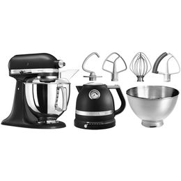 KitchenAid K&uuml;chenmaschine "5KSM175PSEBK GUSSEISEN SCHWARZ", B:22,1cm H:35cm T:35,8cm, schwarz, K&uuml;chenmaschinen, Gratis Wasserkocher, 2. Sch&uuml;ssel,
