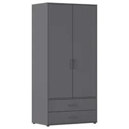Dreht&uuml;renschrank Rauch "Kleiderschrank Schrank Garderobe W&auml;scheschrank VOYAGER", graumetallic, griffe graumetallic, B:93cm H:194cm T:53cm, Holzwerkstoff, Schr&auml;nke, Dreht&uuml;renschrank, mit 2 modernen Griffvarianten, mit Au&szlig;enschubladen MADE IN GERMANY