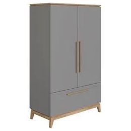 Kleiderschrank Paidi "STIENE in Beige oder Grau, 2 T&uuml;ren und 1 Schublade mit Soft-Close", schiefergrau, eiche massiv, B:123cm H:200cm T:57cm, Holzwerkstoff, Massivholz, Schr&auml;nke, Kleiderschrank, inkl Kleiderstange + Einlegeb&ouml;den, Kleiderschrank mit Eiche Massivholz