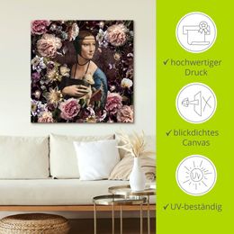 Wandbild Artland, B:50cm H:50cm, bunt, Leinwand, Wohnzimmer, Bilder, "Lady mit Hermelin - Da Vinci Adaption", als Alubild, Leinwandbild, Poster,