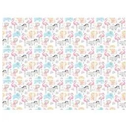 Fliesenaufkleber queence "Tiere", bunt (rosa, pink, hellblau, gelb, grau), B:15cm H:15cm T:0,1cm, Fliesenaufkleber, Stickerfliesen, selbstklebend, Sticker, 12er Set