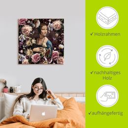 Wandbild Artland, B:100cm H:100cm, bunt, Leinwand, Wohnzimmer, Bilder, "Lady mit Hermelin - Da Vinci Adaption", als Alubild, Leinwandbild, Poster,