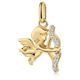Kettenanh&auml;nger Firetti "Schmuck Geschenk Gold 333 Halsschmuck Anh&auml;nger Amor Pfeil", gelbgoldfarben, wei&szlig;goldfarben, kristallwei&szlig;, kristallwei&szlig;, Schmuckanh&auml;nger, Damen, Gelbgold 333, 1,28 g, Kettenanh&auml;nger, mit Zirkonia (synth.)