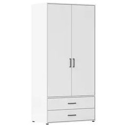 Dreht&uuml;renschrank Rauch "Kleiderschrank Schrank Garderobe W&auml;scheschrank VOYAGER", alpinwei&szlig;, griffe graumetallic, B:93cm H:194cm T:53cm, Holzwerkstoff, Schr&auml;nke, Dreht&uuml;renschrank, mit 2 modernen Griffvarianten, mit Au&szlig;enschubladen MADE IN GERMANY