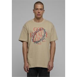 Damen T-Shirt "Upscale by Mister Tee Unisex God Loyalty Love Oversize Tee"sand, Gr. XS, UPSCALE BY MISTER TEE, unifarben, 100% Baumwolle, Shirts