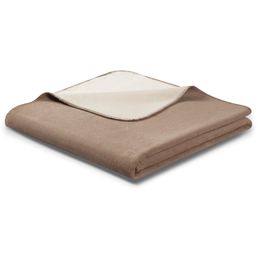 Wohndecke Biederlack, B:150cm L:200cm, beige, Baumwolle, Polyacryl, Polyester, Wohndecken, "Doubleface", mit geketteltem Zierstich