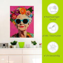 Wandbild Artland, B:60cm H:80cm, bunt, Vinyl, Wohnzimmer, Bilder, "Wild und fabelhaft, Frau mit Blumenkranz", als Alubild, Leinwandbild, Poster,