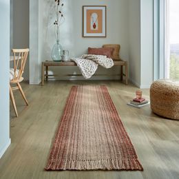 L&auml;ufer FLAIR RUGS, B:60cm H:8mm L:230cm, rot, Jute, Kunstfaser, Wolle, Flur, Teppiche, "Jute Ombre"