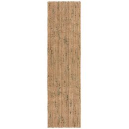 L&auml;ufer FLAIR RUGS, B:60cm H:7mm L:300cm, gr&uuml;n, Jute, Flur, Teppiche, "Jute Boucle", aus 100% Jute, mit Fransen, aus Naturfasern