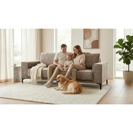 3-Sitzer OTTO HOME, B:224cm H:85cm T:83cm, beige, 100% Polyester, Sofas, "OLAND, B: 224 cm - Skandi-Design", Struktur, Flachgewebe, Luxus-Microfaser,