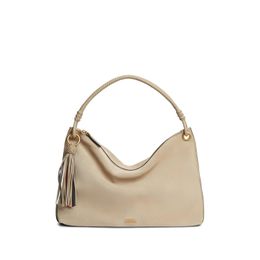 Tommy Hilfiger Damen Schultertasche "TH STATEMENT LEATHER BAG SUEDE"beige, Veloursleder, Taschen, Damen Tragetasche, Handtasche mit modischen Quasten