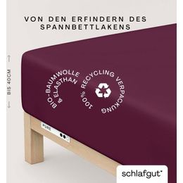 Spannbettlaken Schlafgut, lila, Jersey-Elasthan, Obermaterial: 95% Baumwolle, 5% Elasthan, Bettlaken, "PURE BOXSPRING Bio-Baumwolle mit Elasthan, 170