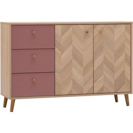 Kommode Schildmeyer, B:109cm H:73,9cm T:33,05cmeiche hell, mauve, FSC-zertifizierter Holzwerkstoff, Wohnzimmer, Sideboards, "Visby, Breite 109 cm",