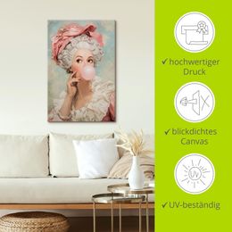 Wandbild Artland, B:60cm H:90cm, rosa, Leinwand, Wohnzimmer, Bilder, "Kaugummi Rebellin Madame Pompadour", als Alubild, Leinwandbild, Poster,