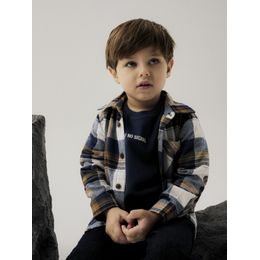 name it Kinder Langarmhemd "NMMOWENTA LS NREG SHIRT", blau, Gr. 92, kariert, Web, Obermaterial: 100% Baumwolle, Hemden