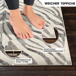 Teppich LIVABLISS, B:120cm H:11mm L:170cm, grau, Kunstfaser, Wohnzimmer, Teppiche, "LUANDA", Skandinavischer Teppich, Boho Wohnzimmerteppich/L&auml;ufer