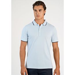 Poloshirt LINDBERGH "Poloshirt Relaxed Fit", Herren, Gr. L, soft blau, Obermaterial: 100% Baumwolle, unifarben, l&auml;ssig geschnitten, Rundhals, Shirts