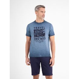 Lerros Herren T-Shirt "Modisches Herren T-Shirt mit Brustprint", blau, Gr. S, 100% Baumwolle, Shirts