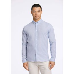 LINDBERGH Herren Leinenhemd "Leinenhemd Slim Fit", blau, Gr. XXL, Obermaterial: 55% Leinen, 45% Baumwolle, Hemden