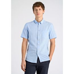 LINDBERGH Herren Leinenhemd "Leinenhemd Regular Fit", blau, Gr. L, Obermaterial: 55% Leinen, 45% Baumwolle, Hemden