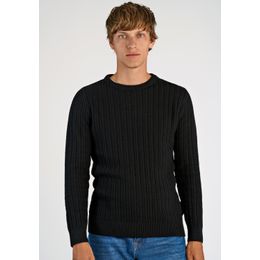 LINDBERGH Herren Strickpullover "Strickpullover Relaxed Fit"schwarz, Gr. XL, unifarben, Obermaterial: 60% Baumwolle, 40% Polyester, Pullover