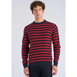 LINDBERGH Herren Strickpullover "Strickpullover Relaxed Fit"rot, Gr. L, gestreift, Obermaterial: 60% Baumwolle, 40% Polyester, Pullover