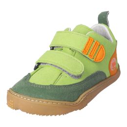QNUFFS Jungen Barfu&szlig;schuh "Ahorn", Gr. 24lime, orange, Lederimitat, Schuhe, Halbschuh, Klettschuh mit Nullsprenung, Gr&ouml;&szlig;enschablone zum Download