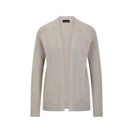 GOLDNER Damen Strickjacke "Strickjacke mit Strickbandblende", beige, Gr. 50, Obermaterial: 57% Polyacryl PAN. 26% Polyester PES. 17% Baumwolle CO.,