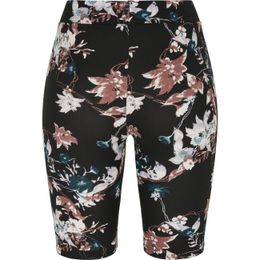 Urban Classics Damen Radlerhose "Urban Classics Damen Ladies Soft AOP Cycle Shorts"schwarzsoftflower, Gr. M, 85% Polyester, 15% Elasthan, Hosen
