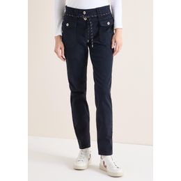 Cecil Damen Cargohoseuniversal blau, Gr. 31, unifarben, Web, Obermaterial: 98% Baumwolle, 2% Elasthan. G&uuml;rtel: 98% Baumwolle, 2% Elasthan, Hosen, aus