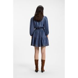 BOSS Orange Damen Wickelkleid "Dardy Premium Damenmode"medium blau 420, Gr. 40, unifarben, Web, Obermaterial: 100% Lyocell, Kleider, im Denim-Look,