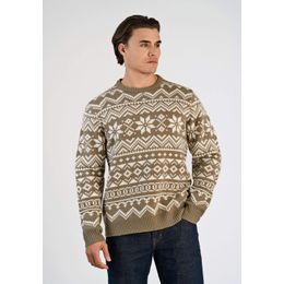 LINDBERGH Herren Strickpullover "Strickpullover Relaxed Fit"dk stone, Gr. M, Jacquardmuster, Obermaterial: 70% Polyacryl, 30% Wolle, Pullover
