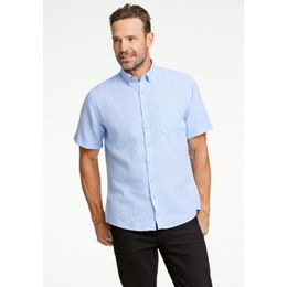 JACK'S INN 54 JACK&rsquo;S Herren Leinenhemd "Leinenhemd (Kurzarm) Regular Fit", blau, Gr. L, Obermaterial: 55% Leinen, 45% Baumwolle, Hemden