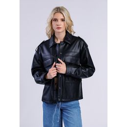Freaky Nation Damen Lederjacke "T-Lorca", schwarz, Gr. XL, Oberstoff: 100% Polyester. Futter: 100% Baumwolle, Jacken