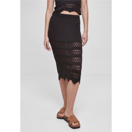 Urban Classics Damen Maxirock "Urban Classics Damen Ladies 3/4 Crochet Knit Skirt"schwarz, Gr. XXL, unifarben, 100% Polyacryl, R&ouml;cke