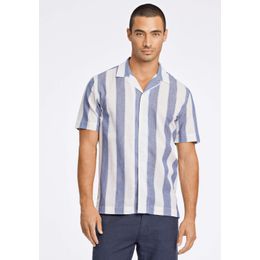 LINDBERGH Herren Leinenhemd "Leinenhemd (Kurzarm) Relaxed Fit", blau, Gr. XXXL, Obermaterial: 85% Baumwolle, 15% Leinen, Hemden