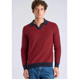 LINDBERGH Herren Strickpullover "Strickpullover Relaxed Fit", rot, Gr. L, gestreift, Obermaterial: 60% Baumwolle, 40% Polyester, Pullover