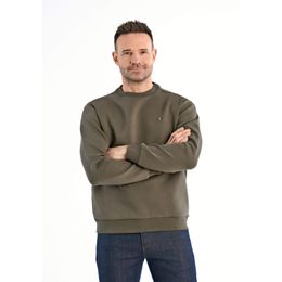 Bison Herren Sweatshirt "Sweatshirt Comfort Fit", gr&uuml;n, Gr. L, unifarben, Obermaterial: 83% Baumwolle, 14% Polyester, 3% Elasthan, Sweatshirts