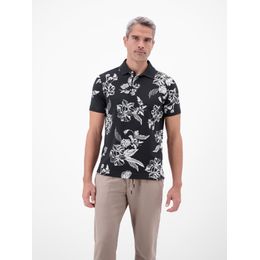 Lerros Herren Poloshirt "Poloshirt mit floralem All-over-Print, 100 % Baumwolle", schwarz-wei&szlig;, Gr. XL, 100% Baumwolle, Shirts