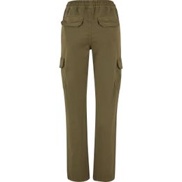 Urban Classics Damen Cargohose "Urban Classics Damen Ladies High Waist Twill Cargo Pants"tiniolive, Gr. XS, unifarben, 98% Baumwolle, 2% Elasthan,