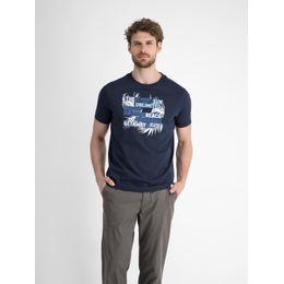 Lerros Herren T-Shirt "Herren T-Shirt mit sommerlichem Brustprint", blau, Gr. XXXL, 100% Baumwolle, Shirts