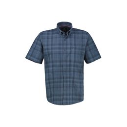 Lerros Herren Kurzarmhemd "Kariertes Seersucker-Kurzarmhemd in Gro&szlig;en Gr&ouml;&szlig;en 3XL bis 6XL", blau, Gr. 5XL, 100% Baumwolle, Hemden