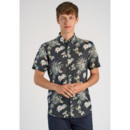 LINDBERGH Herren Leinenhemd "Leinenhemd (Kurzarm) Relaxed Fit", schwarz, Gr. L, Obermaterial: 55% Baumwolle, 45% Leinen, Hemden