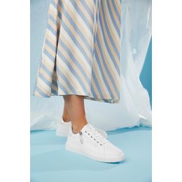 ANISTON SHOES Damen Sneaker, Gr. 40wei&szlig;, Lederimitat, Schuhe, Schn&uuml;rschuh, Freizeitschuh mit Rei&szlig;verschluss - NEUE KOLLEKTION