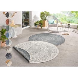 Teppich Hanse Home, H:5mm &Oslash;:140cm, grau, Kunstfaser, Wohnzimmer, Teppiche, "Porto Wendeteppich", In-& Outdoor, Wetterfest, Balkon, Garten,