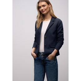 Street One Damen Jackenblazershadowed navy, Gr. 42, Web, Obermaterial: 73% Baumwolle, 24% Polyester, 3% Elasthan, Blazer, mit Reverskragen