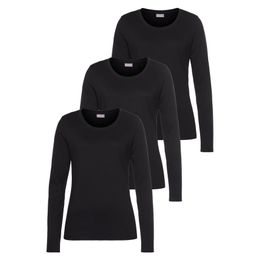 Eastwind Damen Langarmshirt, schwarz, Basic, Gr. 32, Obermaterial: 95% Baumwolle, 5% Elasthan, Shirts, Langarm, im Basic-Stil, Rundhalsausschnitt,
